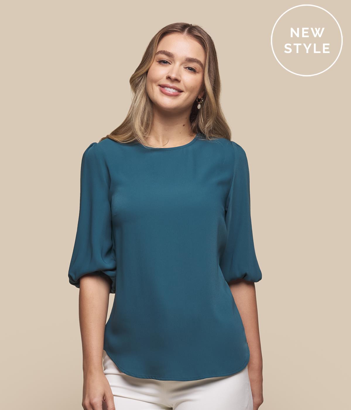 Career by Gloweave: 1807WS POPPY PUFF SLEEVE TOP