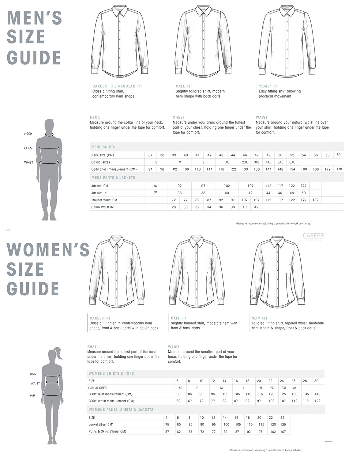Career by Gloweave: Size Guide